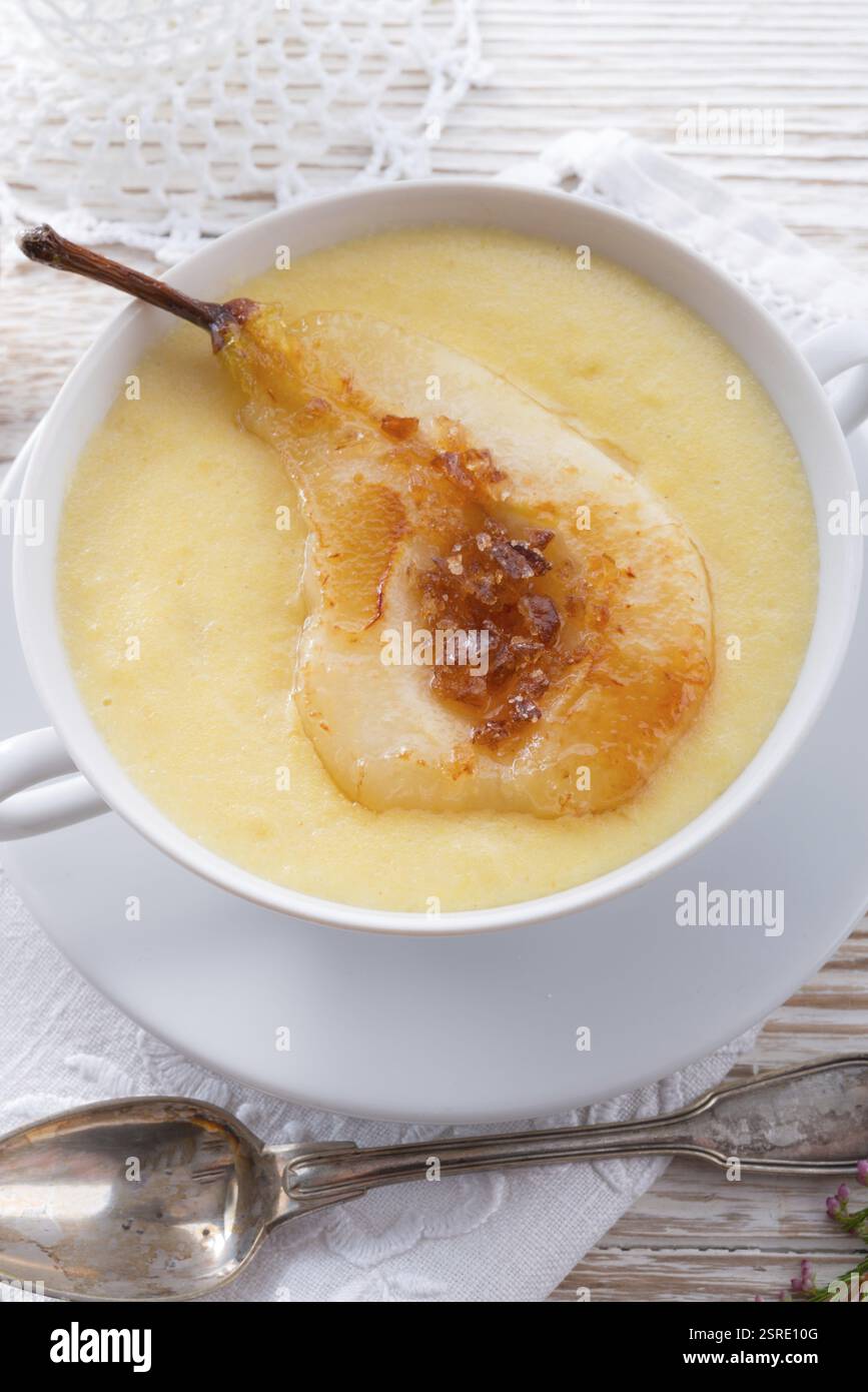 To flambe williams pears with semolina Stock Photo - Alamy