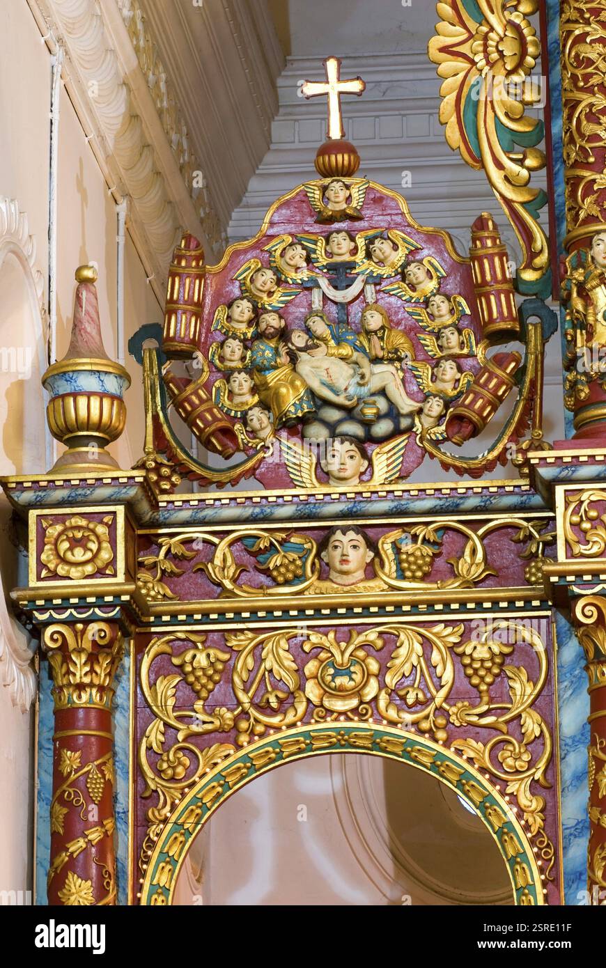 Altar, wooden carvings and murals on saint mary jacobite syrian or ...
