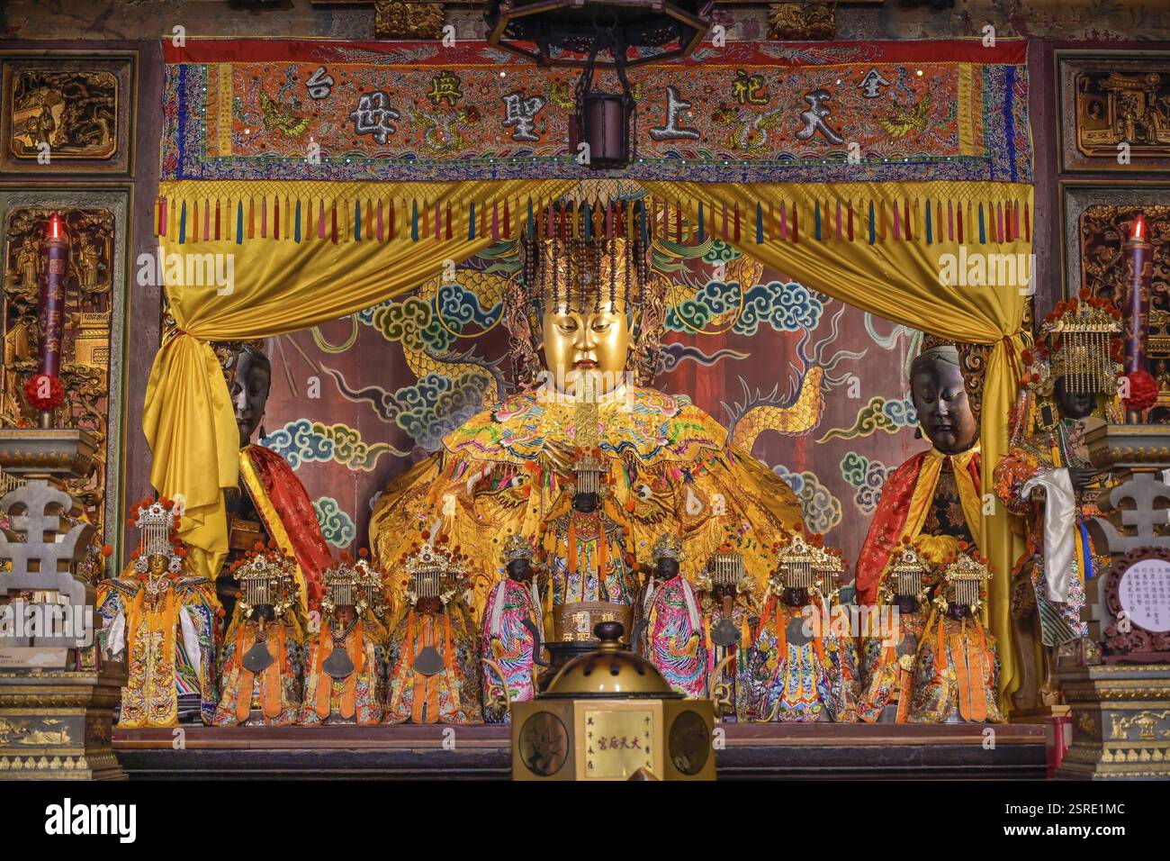 Main altar with statue of the goddess Mazu, Tainan Grand Mazu Temple ...