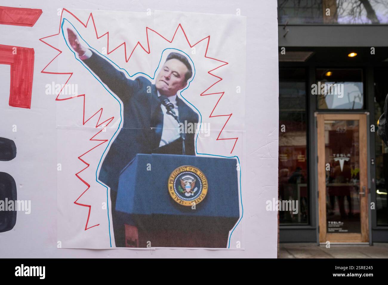 Seattle, Washington, USA. 15th Feb, 2025. People protest against Elon ...