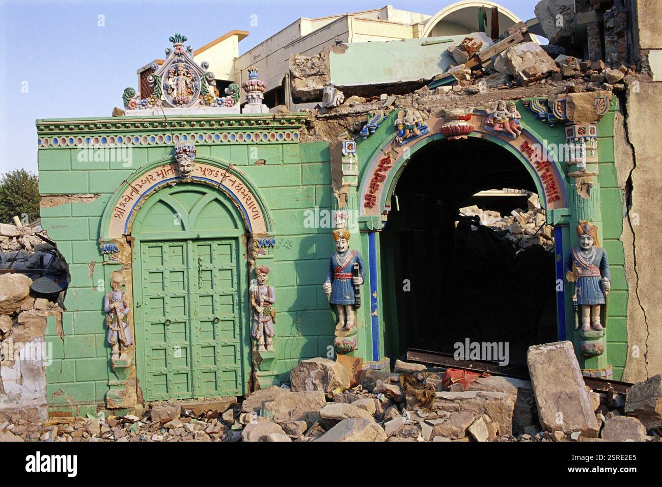 Temple remnants in earthquake 2001, Anjar, Gujarat, India, Asia Stock ...