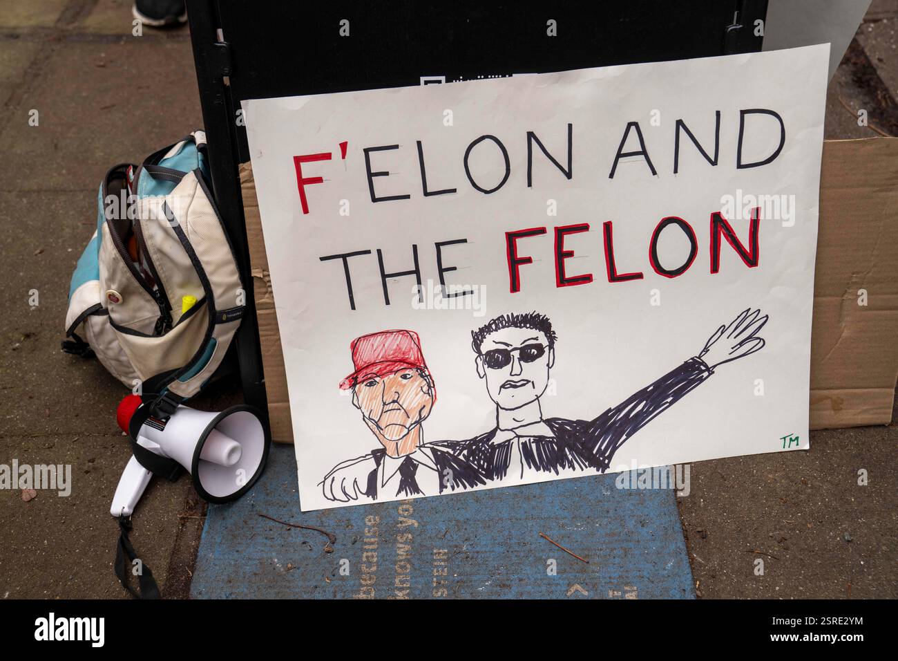 Seattle, Washington, USA. 15th Feb, 2025. People protest against Elon ...