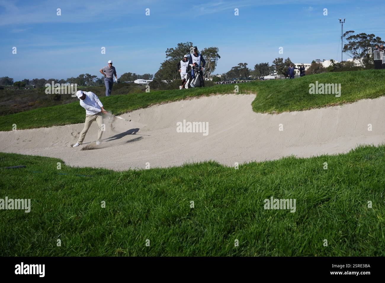 Scottie Scheffler hits out of a bunker on the 13th hole of the South ...
