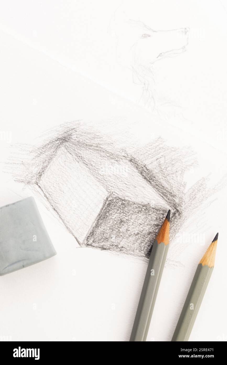 Drawing of artist by pencil on paper Stock Photo - Alamy