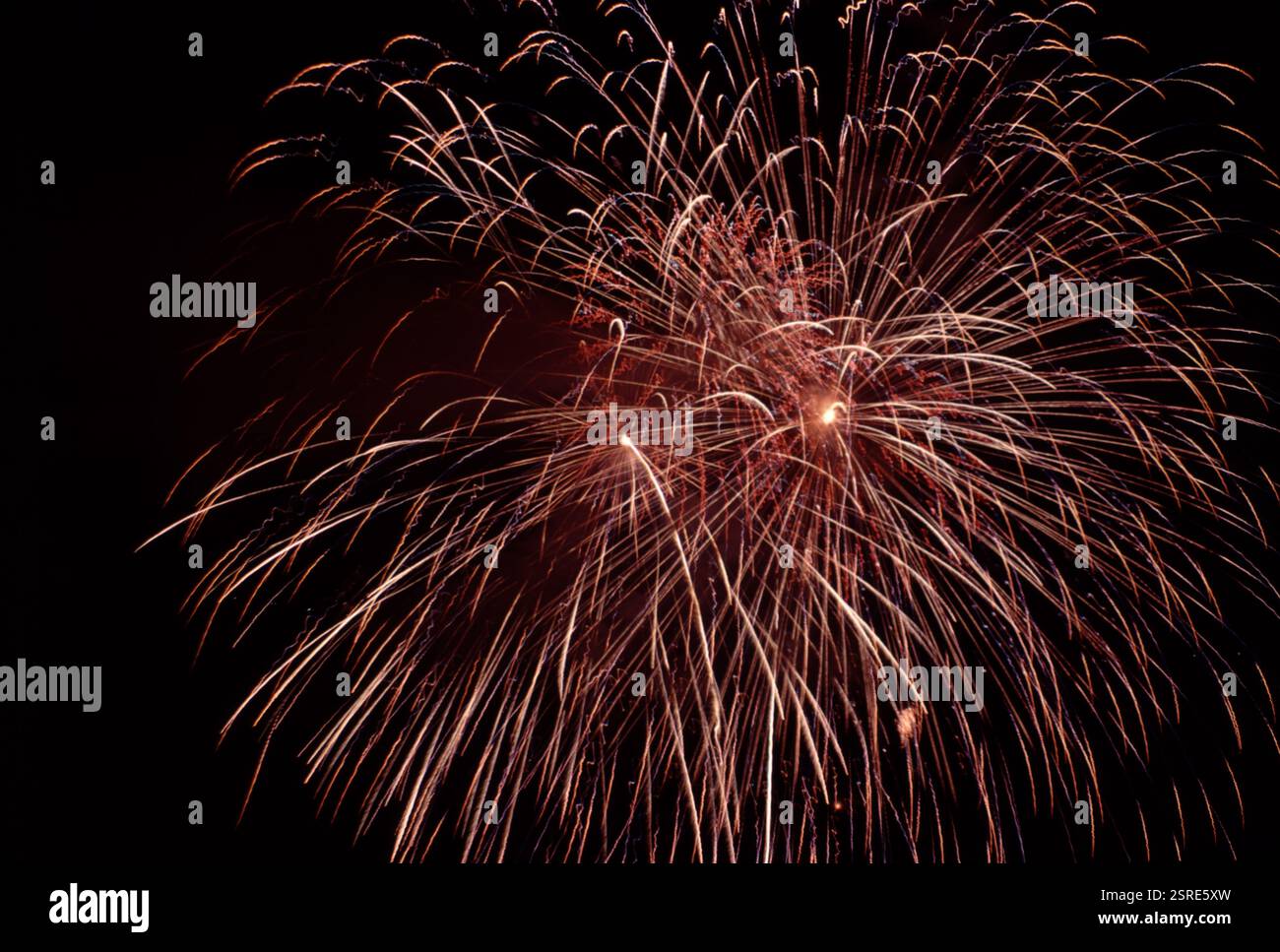 Long Beach CA USA July 4, 1982. Beautiful fireworks display in the Long ...