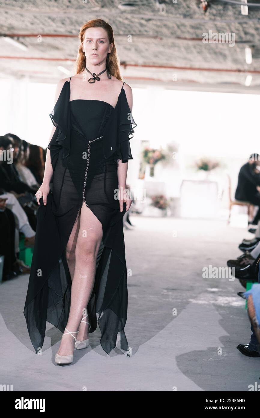 Madrid, Spain. 15th Feb, 2025. A model parades with Bibencia in Madrid ...