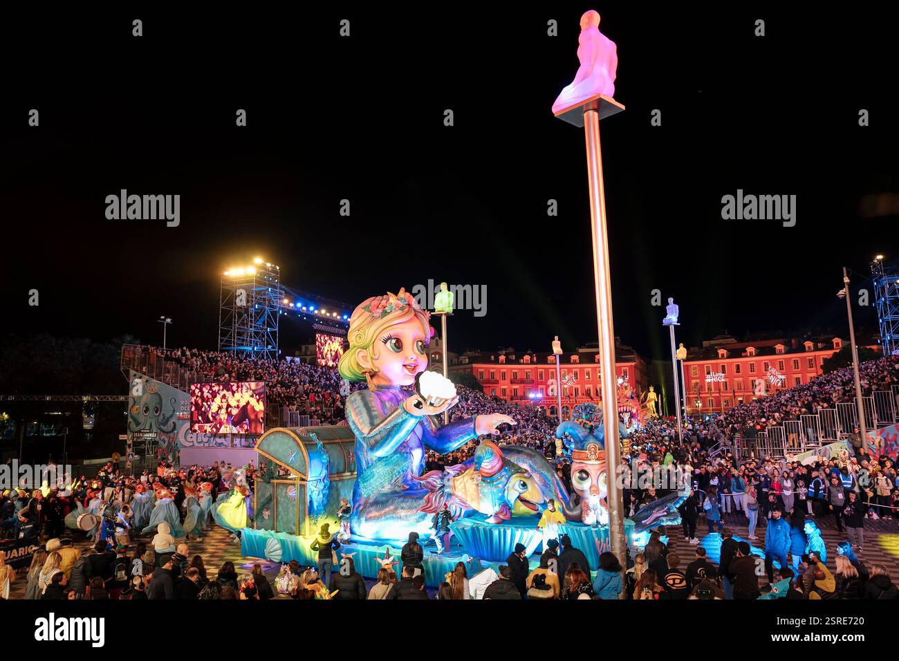 A carnival float depicting a princess parades through Place Massena ...