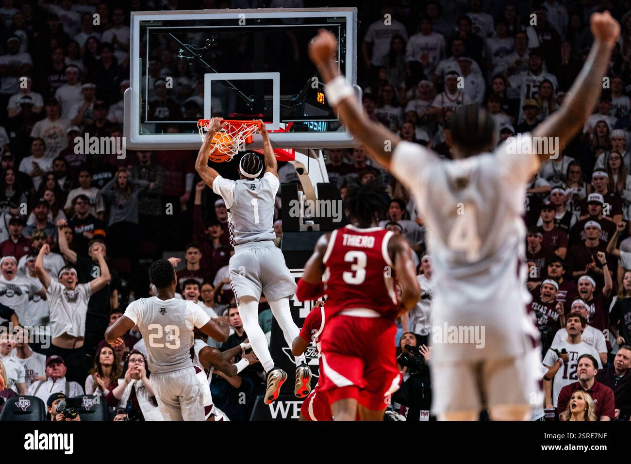 College Station, Texas, USA. 15th Feb, 2025. Texas A&M guard WADE ...