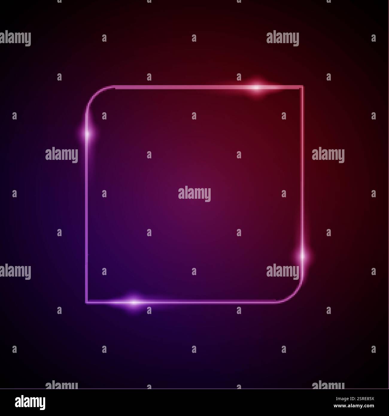 Neon Frame with Glow, and Sparkles. Electronic Luminous Square Frame in ...