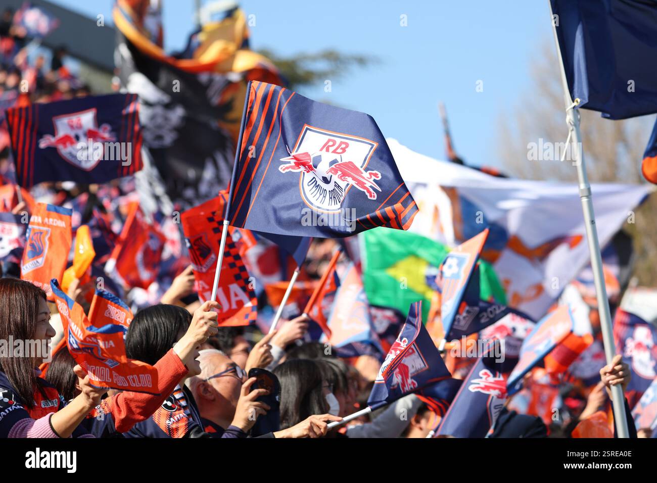 Saitama, Japan. 15th Feb, 2025. RB RB Omiya Ardija fans Football/Soccer : 2025 J2 League match ...