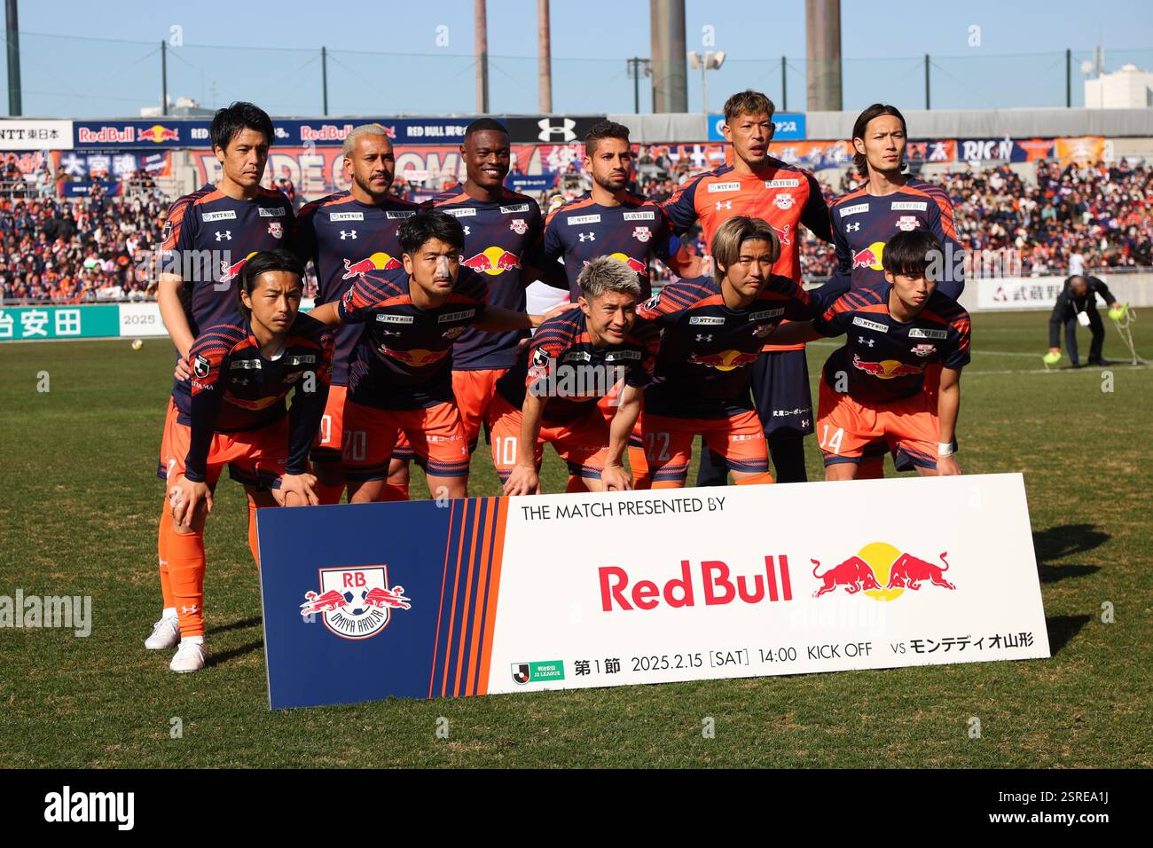 Saitama, Japan. 15th Feb, 2025. RBRB Omiya Ardija team group line-up Football/Soccer : 2025 J2 ...
