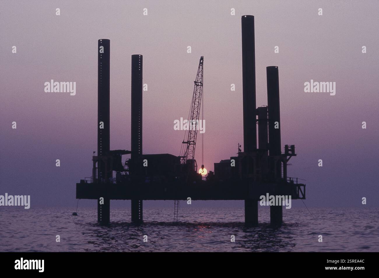 Oil rig at sunset in Bandra, Mumbai, Maharashtra, India, Asia Stock ...
