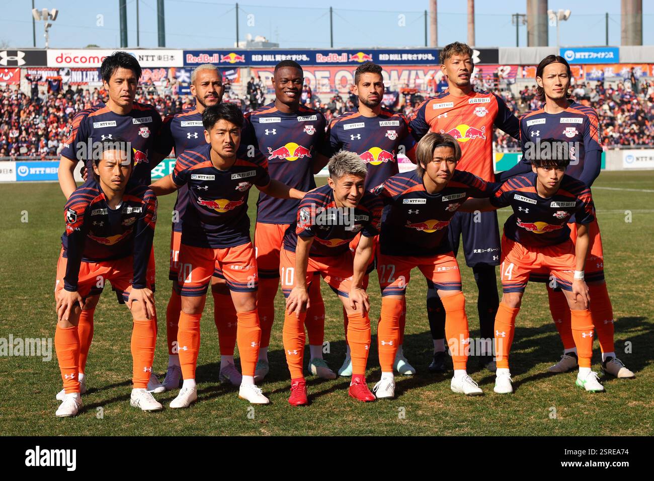 Saitama, Japan. 15th Feb, 2025. RBRB Omiya Ardija team group line-up Football/Soccer : 2025 J2 ...