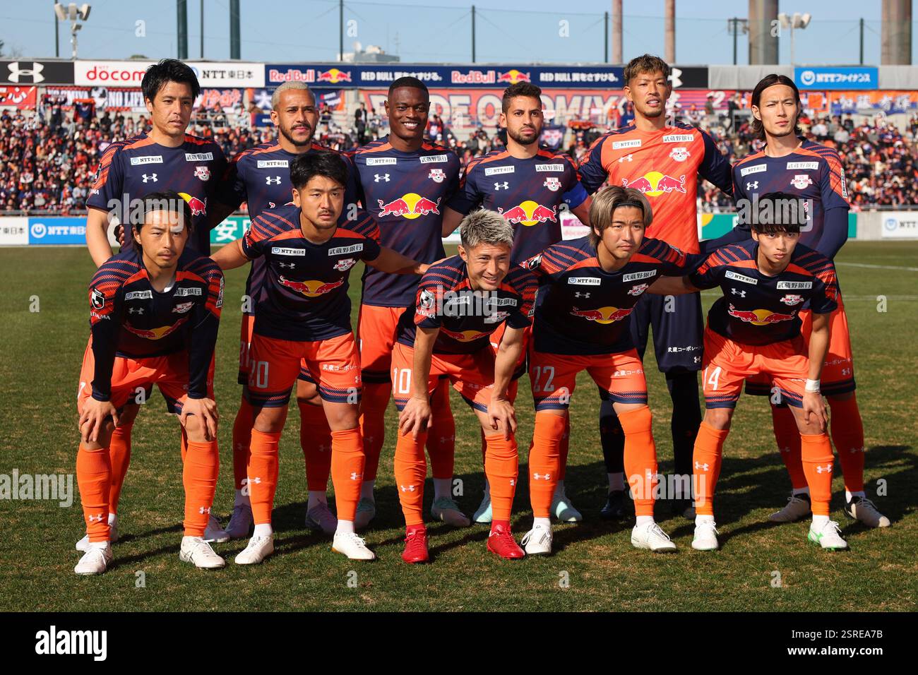 Saitama, Japan. 15th Feb, 2025. RBRB Omiya Ardija team group line-up Football/Soccer : 2025 J2 ...