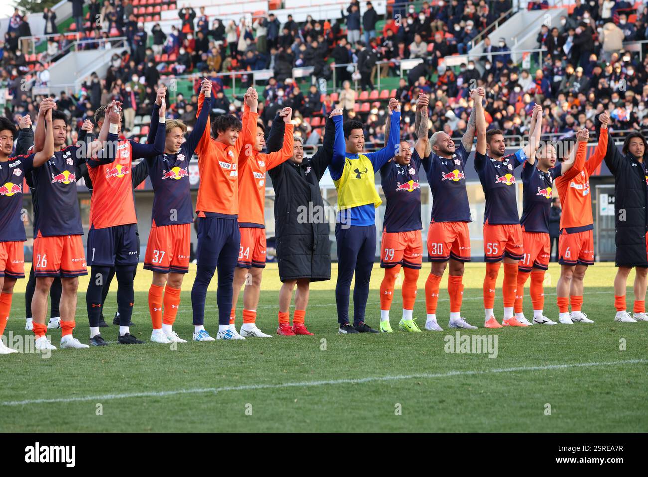 Saitama, Japan. 15th Feb, 2025. RBRB Omiya Ardija team group Football/Soccer : 2025 J2 League ...