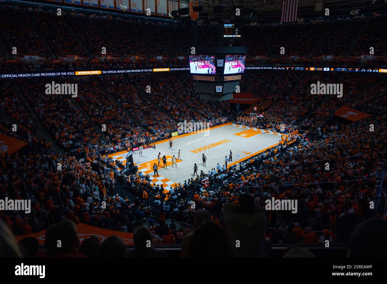 February 15, 2025: Elevated view of the NCAA basketball game between ...