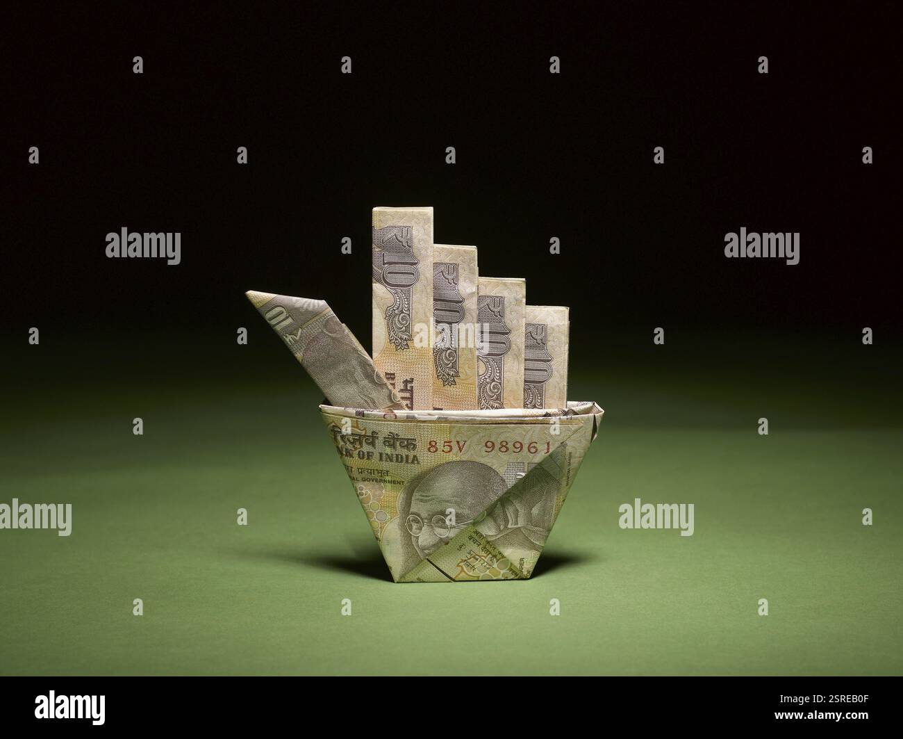 Origami indian currency India Asia Stock Photo - Alamy