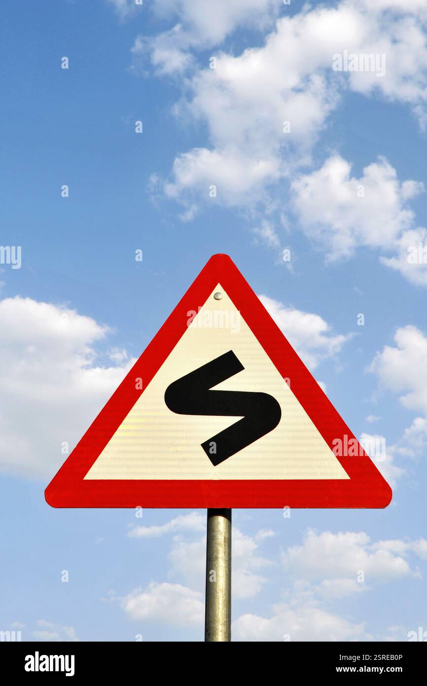 Road traffic cautionary signs showing s curve, India, Asia Stock Photo ...