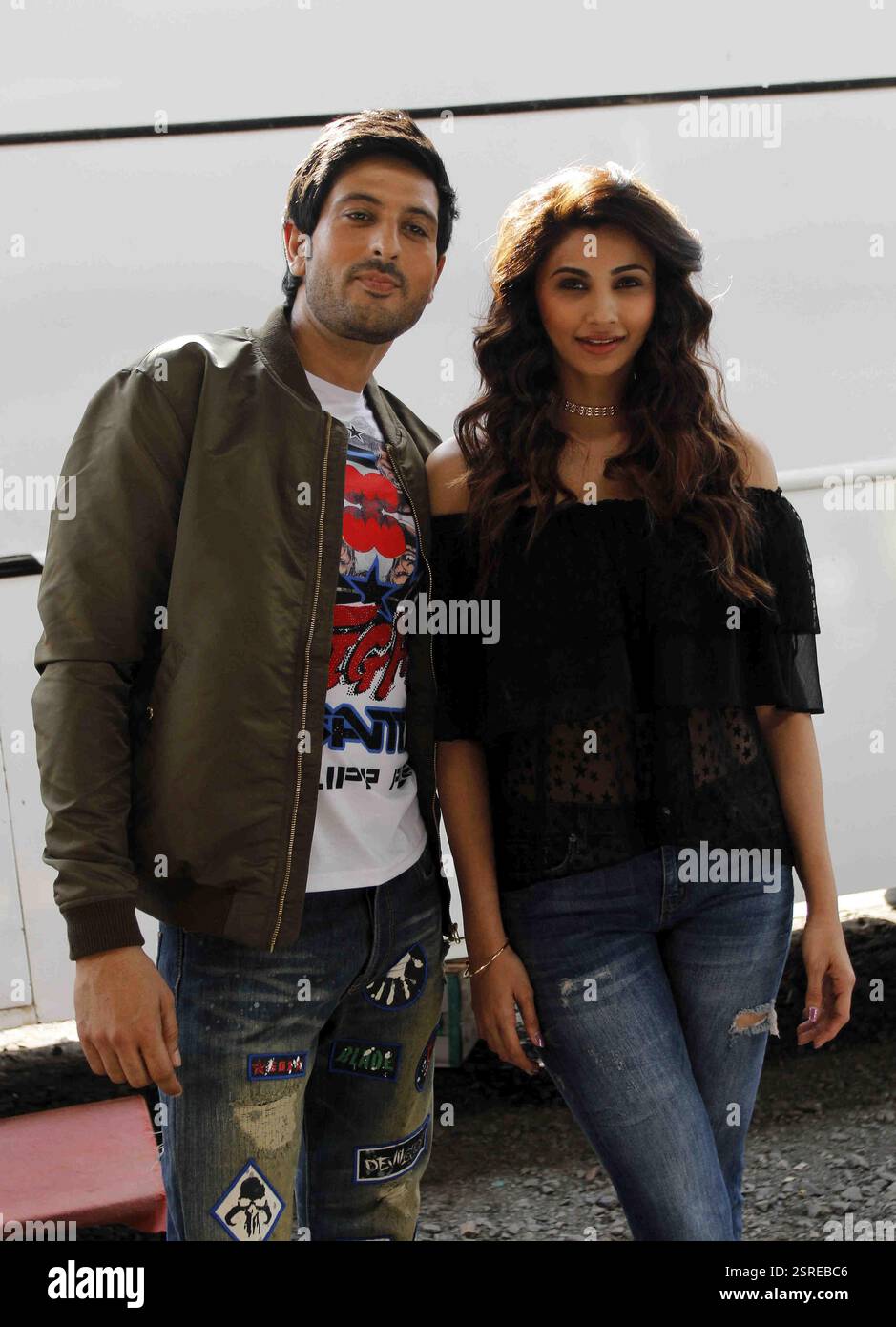Bollywood actors Rishi Bhutani and Daisy Shah during the on location ...