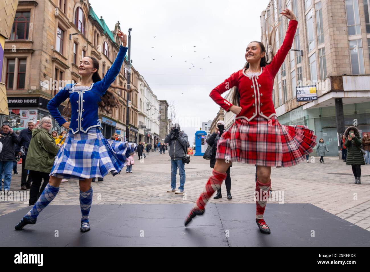 Glasgow, UK. 15th Feb, 2025. Highland dancers, Caragh MacKinnon and ...