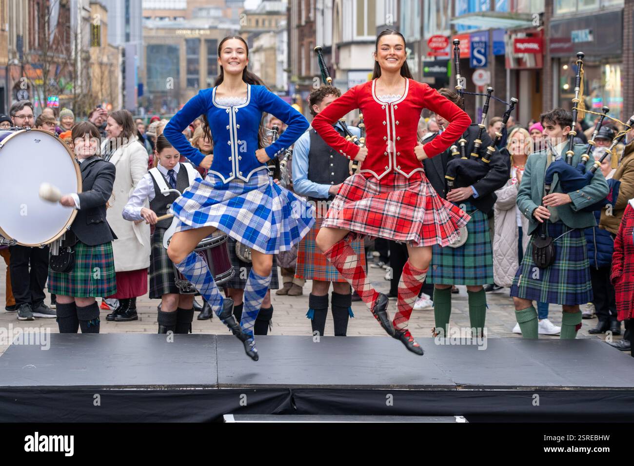 Glasgow, UK. 15th Feb, 2025. Highland dancers, Caragh MacKinnon and ...