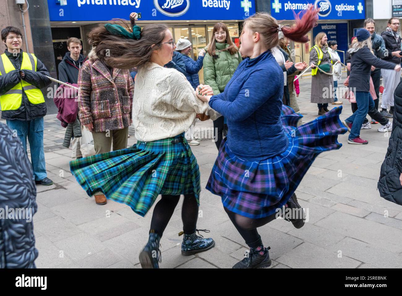 Glasgow, UK. 15th Feb, 2025. Highland dancers, Caragh MacKinnon and ...