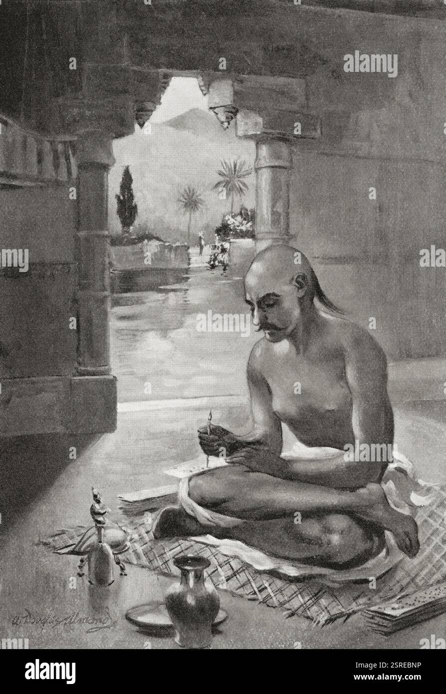 Kalidasa writing the poem Meghaduta Stock Photo - Alamy