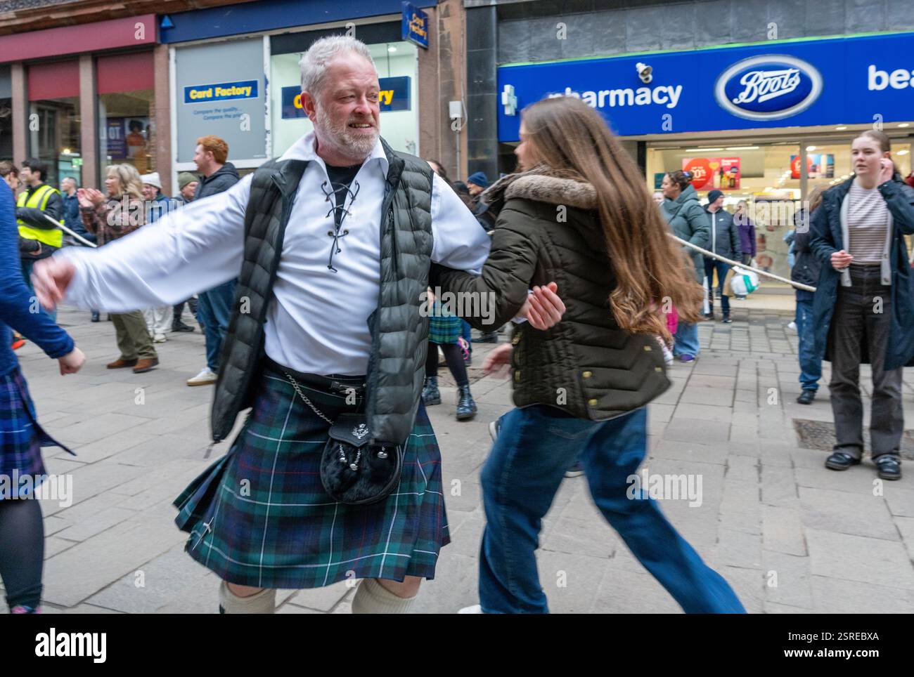 Glasgow, UK. 15th Feb, 2025. Highland dancers, Caragh MacKinnon and ...