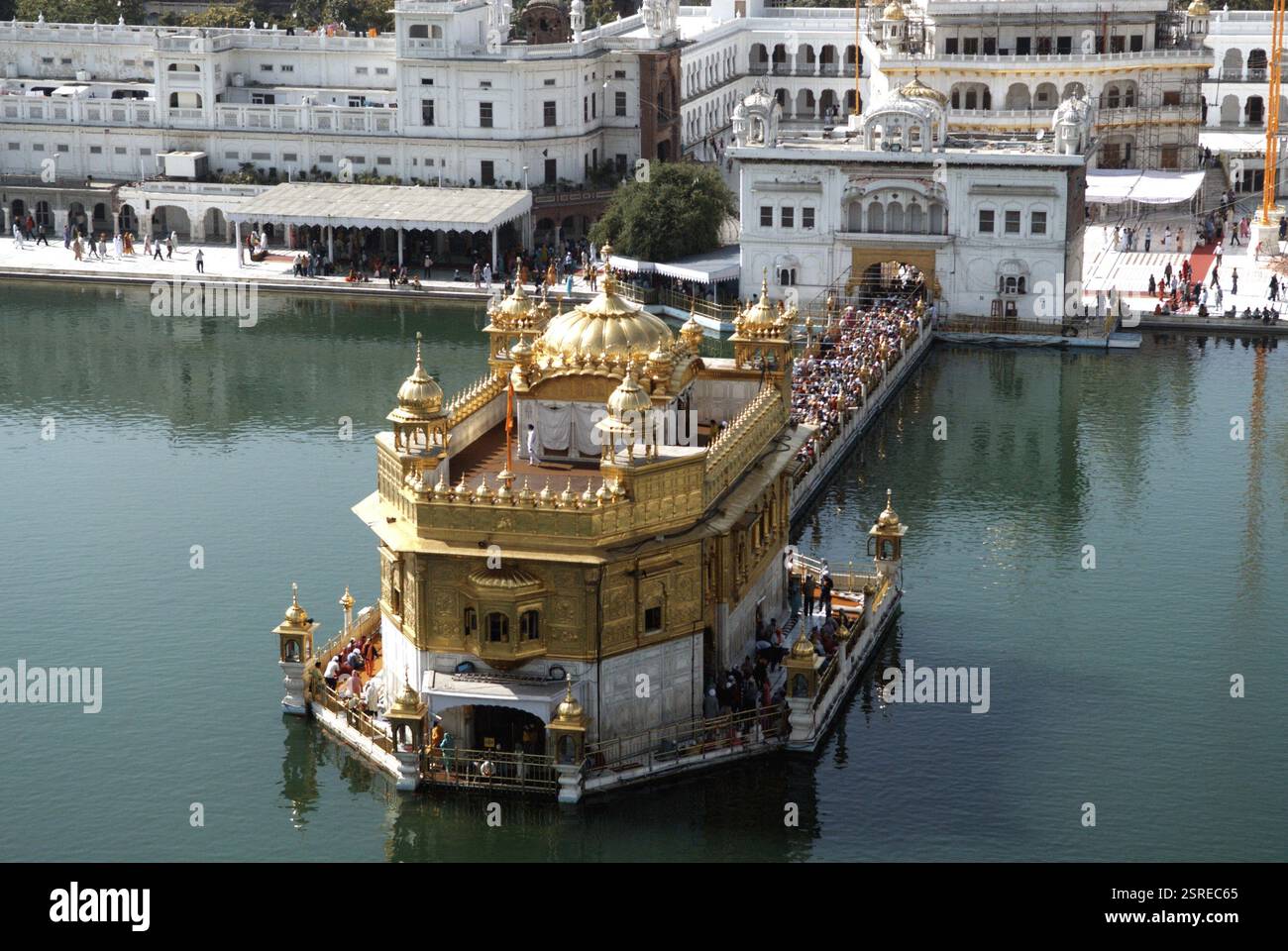 Aerial view of Sri Harimandir Darbar Sahib or Golden temple in Amritsar ...
