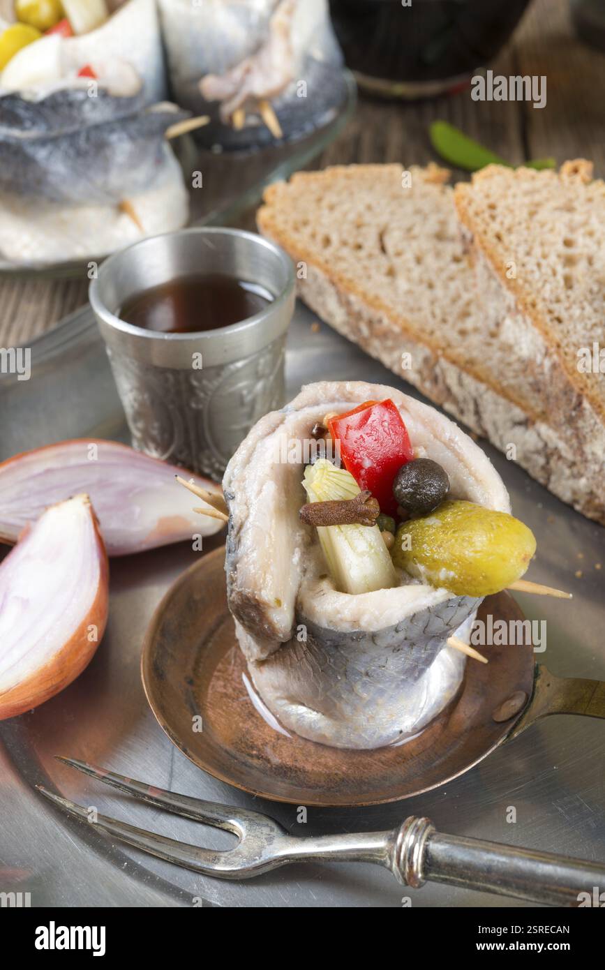 Rollmops - pickled herring fillets Stock Photo - Alamy