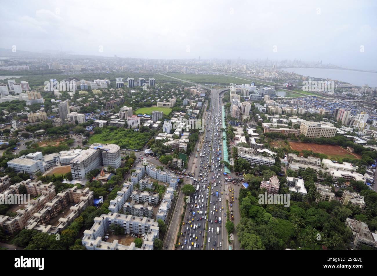 Aerial view of government colony western express highway, Bandra Khar ...
