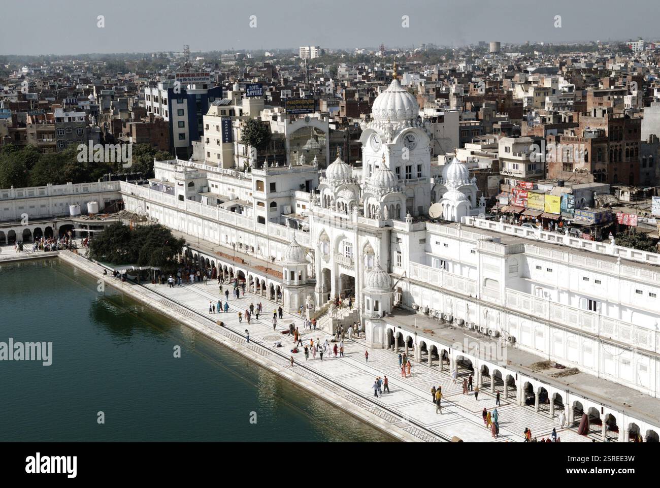Aerial view of Sri Harimandir Darbar Sahib or Golden temple complex and ...