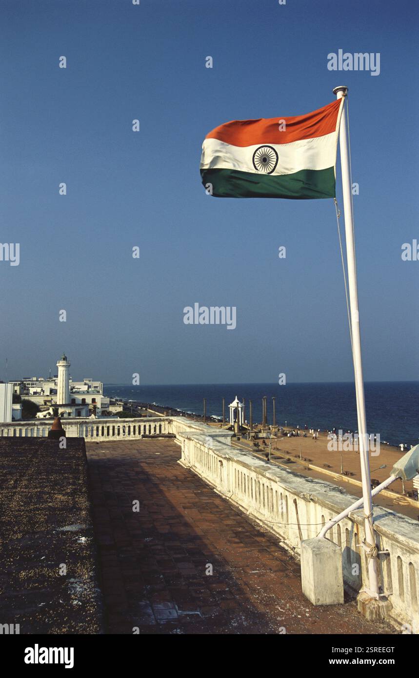 Beach road, scene from Town Hall, Pondicherry, India, Asia Stock Photo ...
