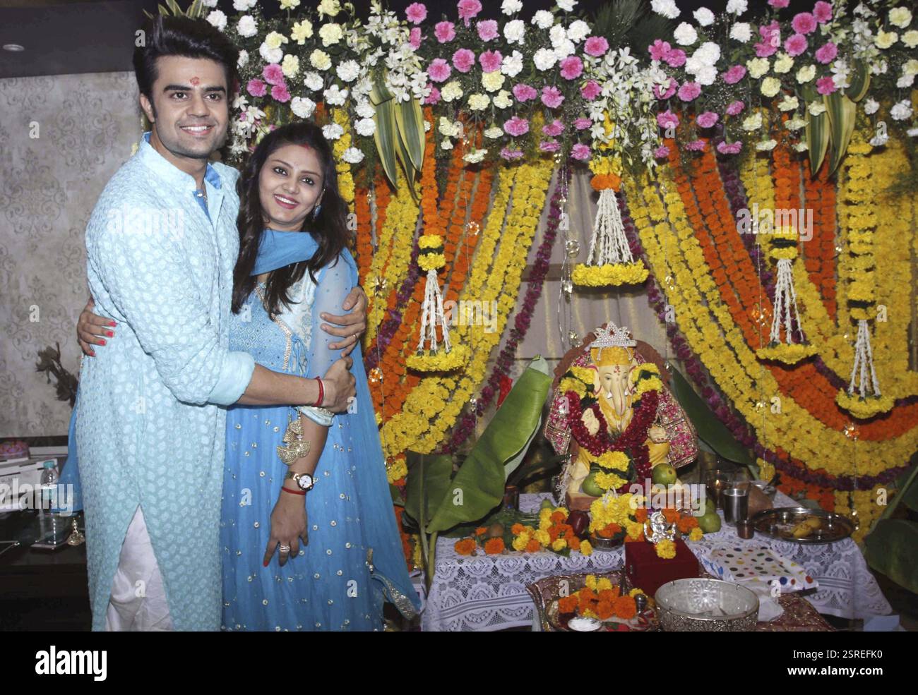 Bollywood actor Manish Paul along with his wife Sanyukta Paul during ...