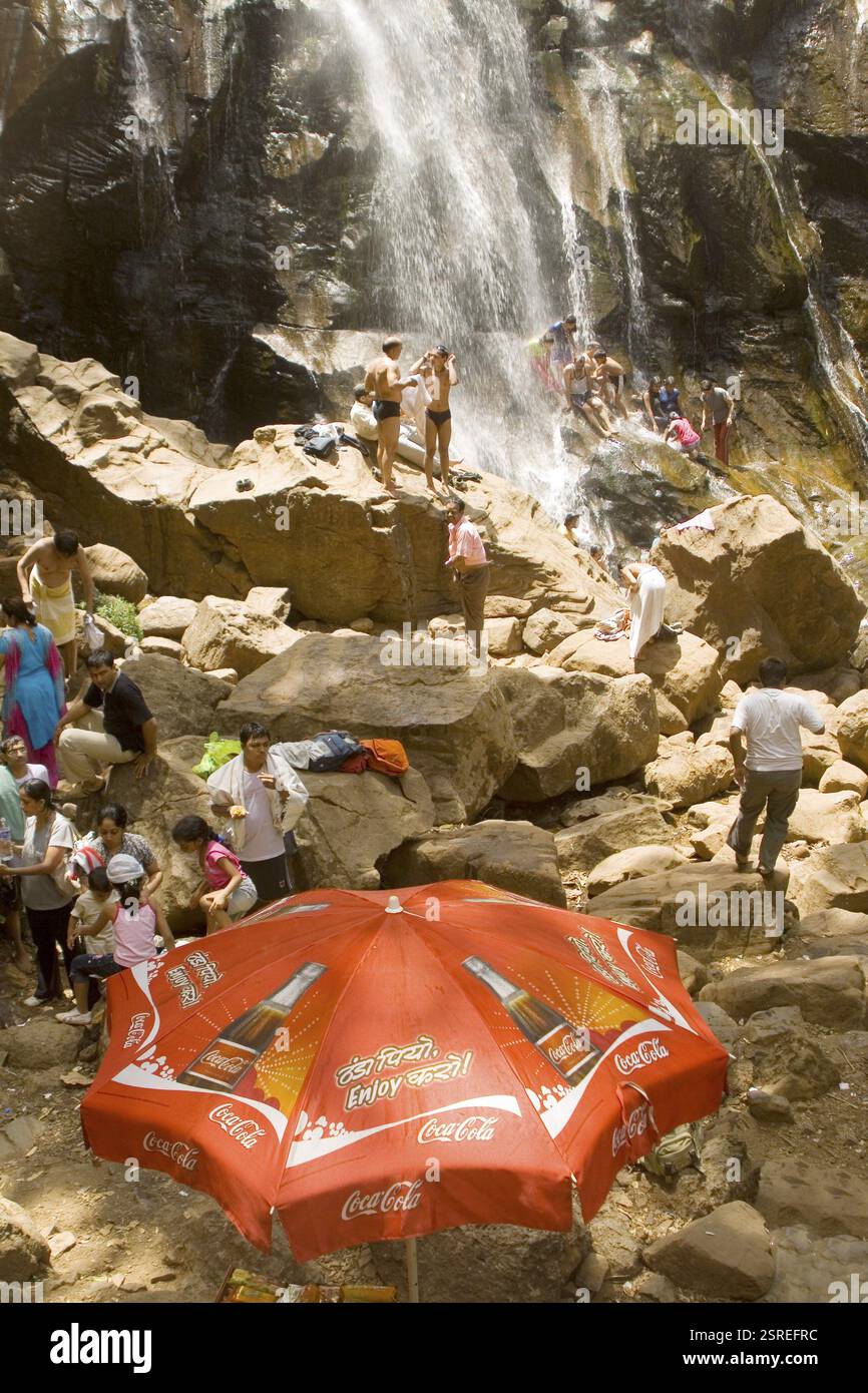 Bee waterfall and tourist in summer season, Pachmarhi, Madhya Pradesh ...