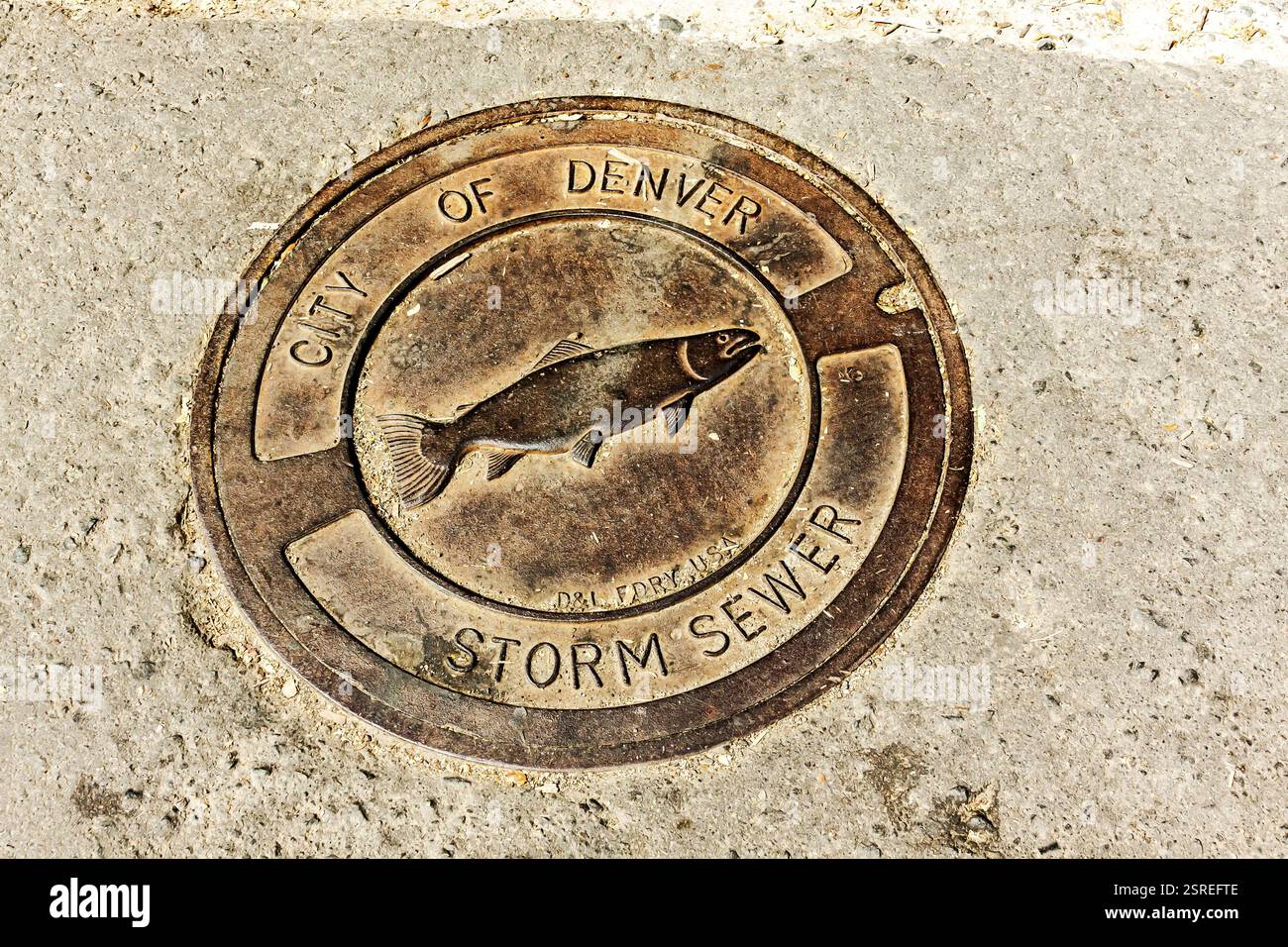 Manhole cover for Storm Sewer, Denver, Colorado, USA, North America ...