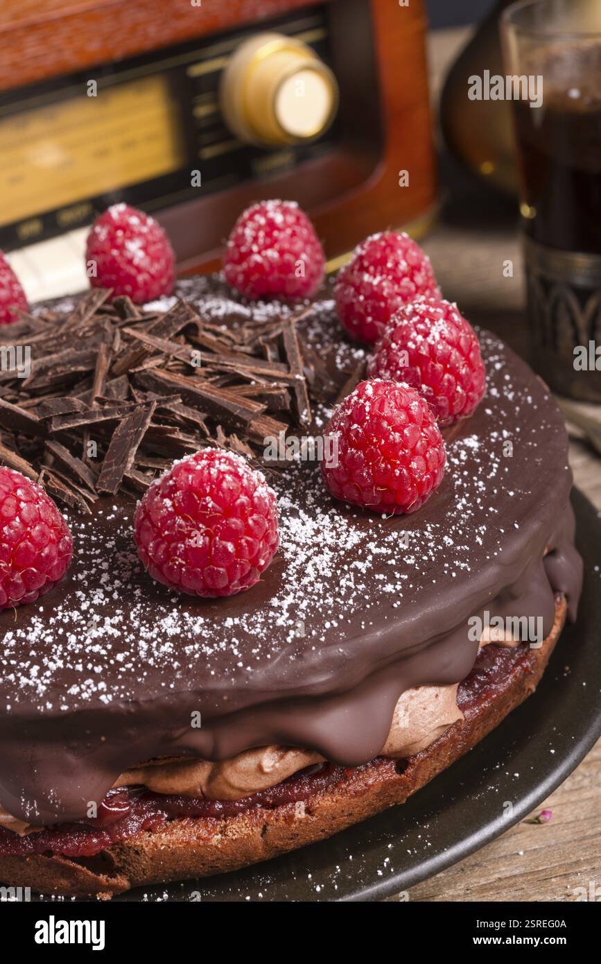 Chocolate cake and Turkish coffee - vintage style Stock Photo - Alamy