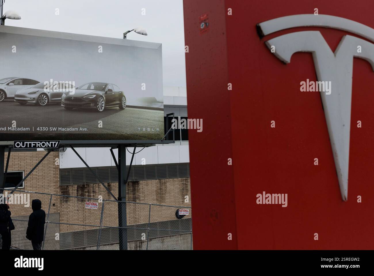 Portland, USA. 15th Feb, 2025. Demonstrators gather at the Portland ...