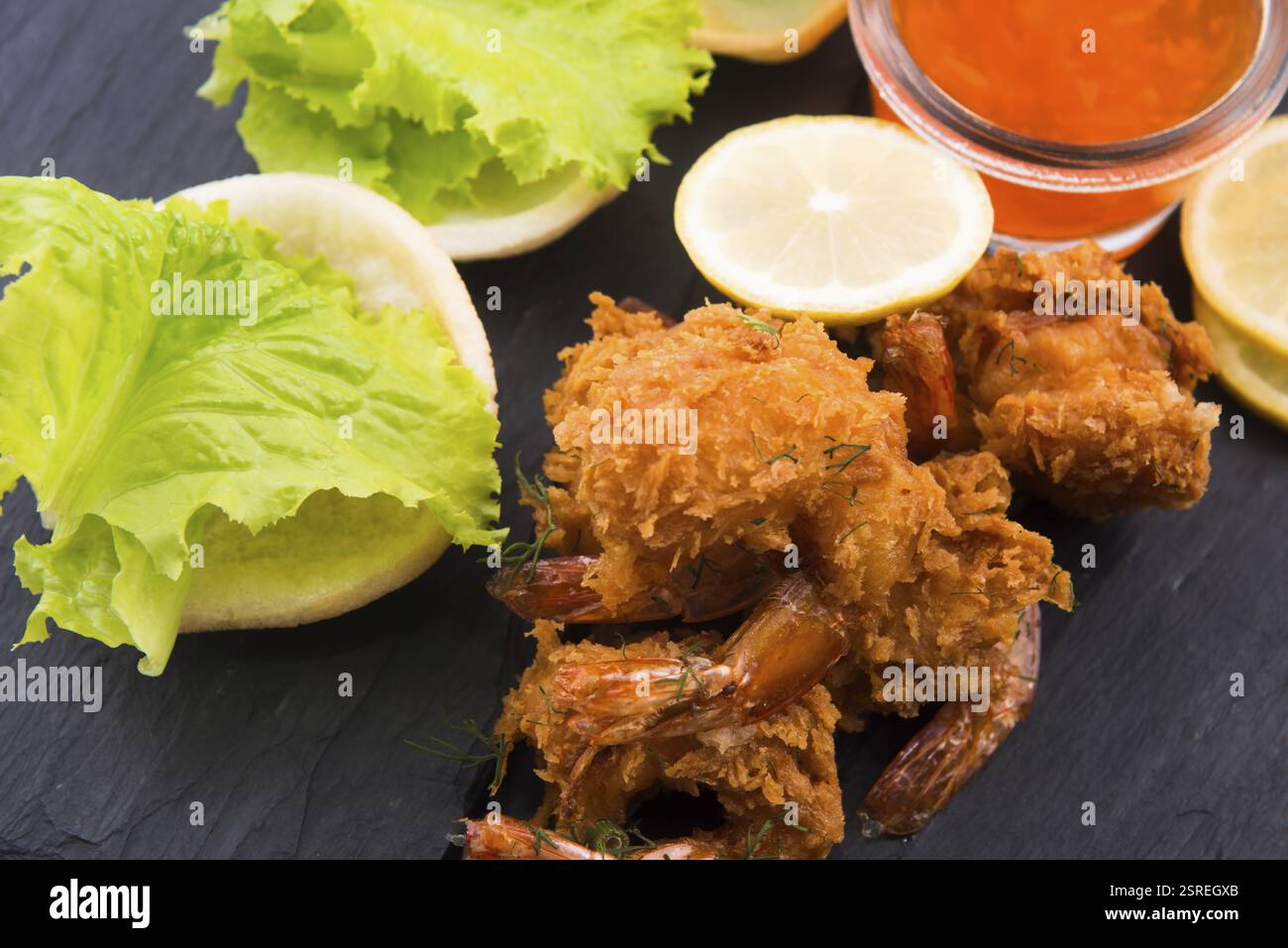 Tiger shrimp fried in Tempura with vegetables Stock Photo - Alamy