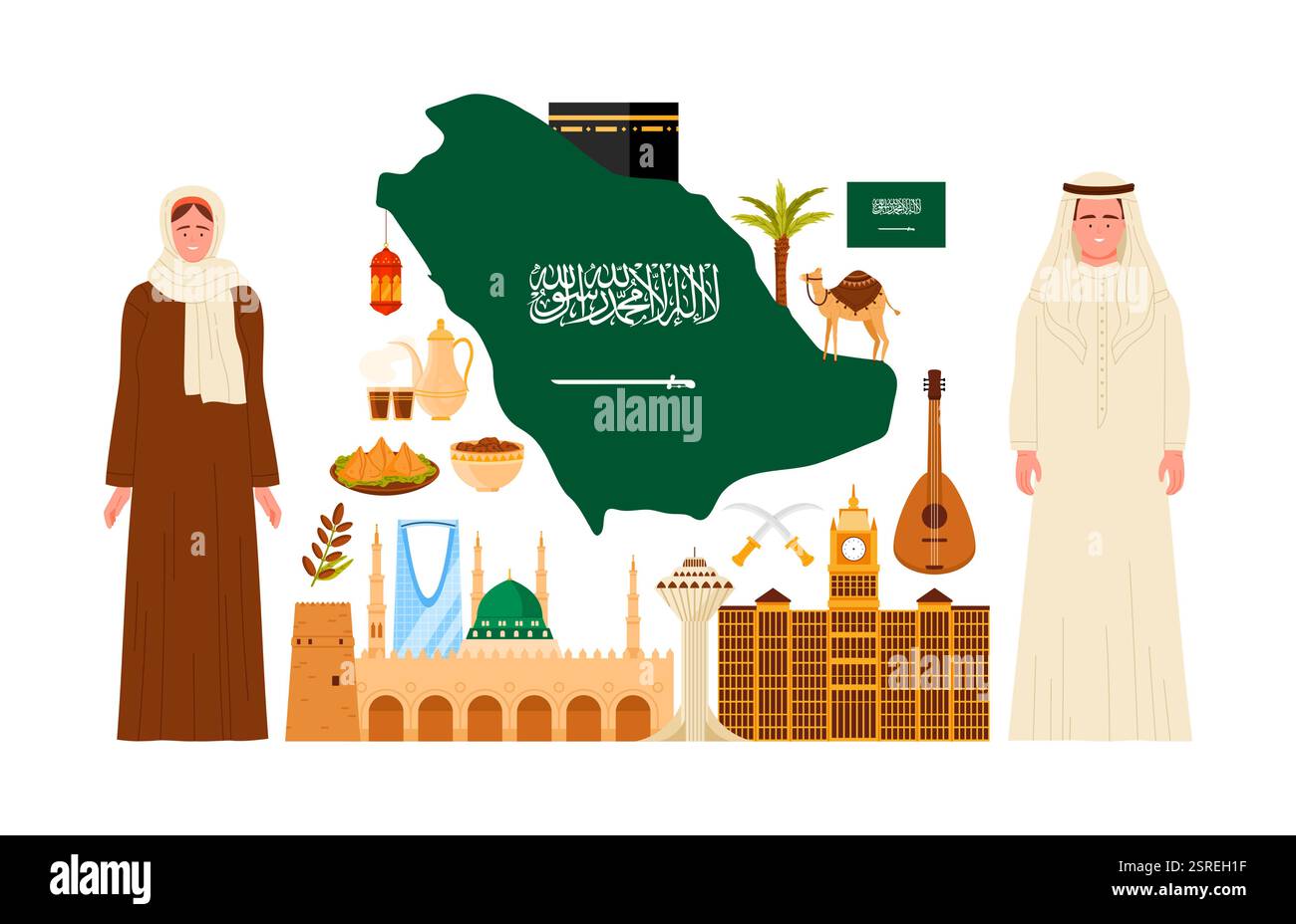 Travel to Saudi Arabia infographic poster collage with Arab culture ...