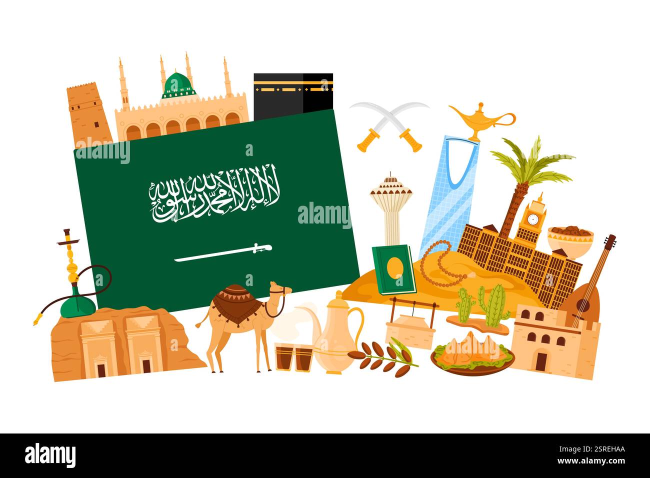 Arab culture elements and landmarks, travel to Saudi Arabia infographic ...