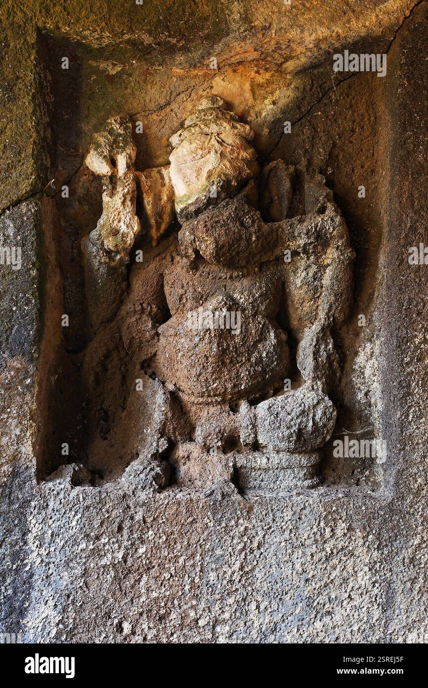 God Ganesh statue of cave number twenty-two in Panhale Kazi caves ...