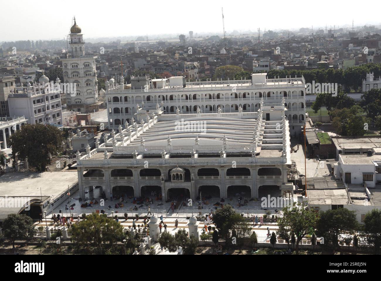 Aerial view of Sri Harimandir Darbar Sahib or Golden temple complex and ...