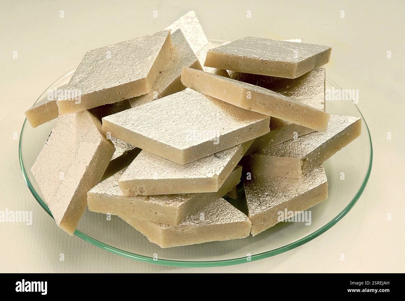 Sweet, kaju katali in plate, Jodhpur, Rajasthan, India, Asia Stock ...