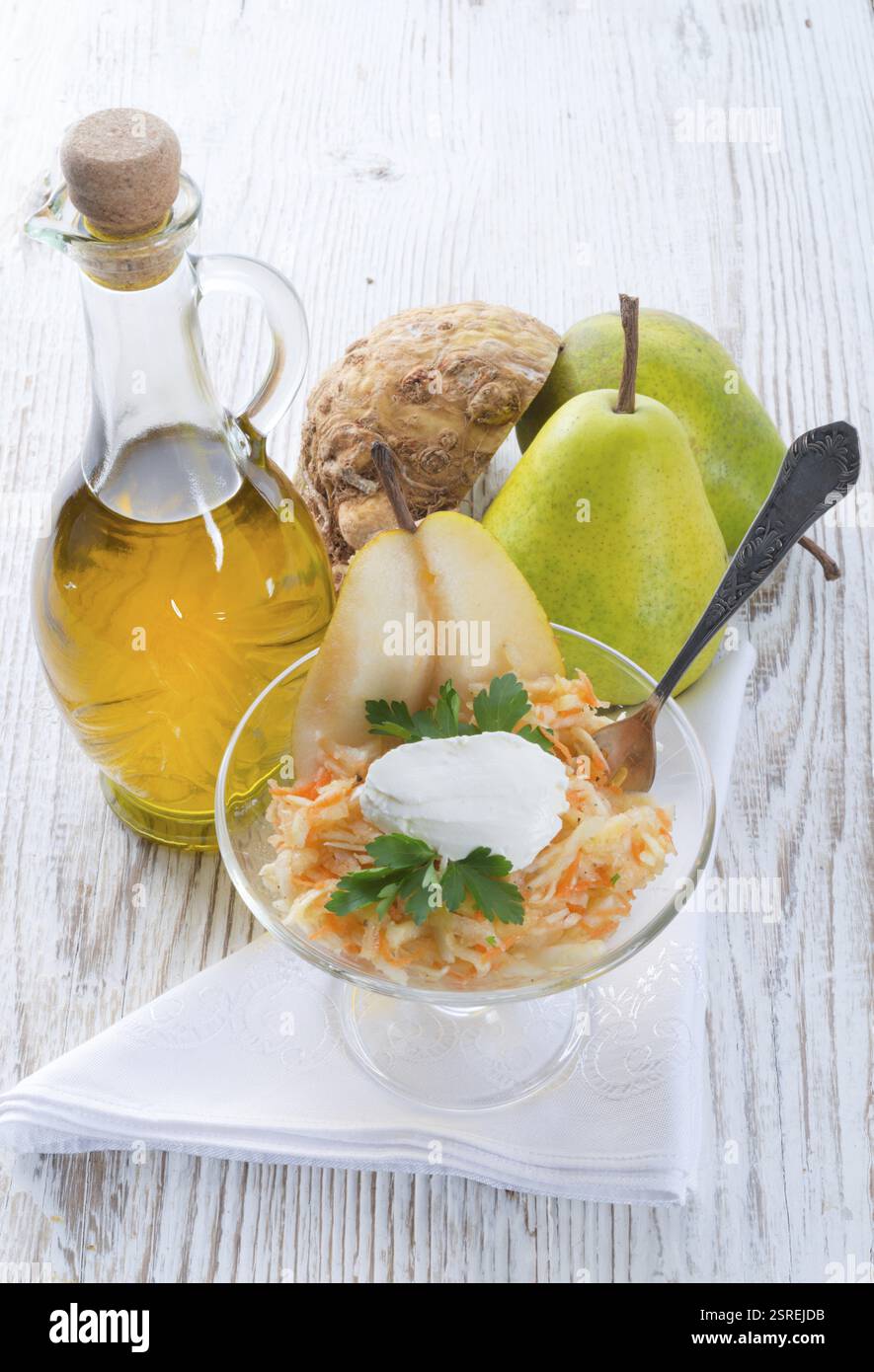 Celery salad with pear Stock Photo - Alamy