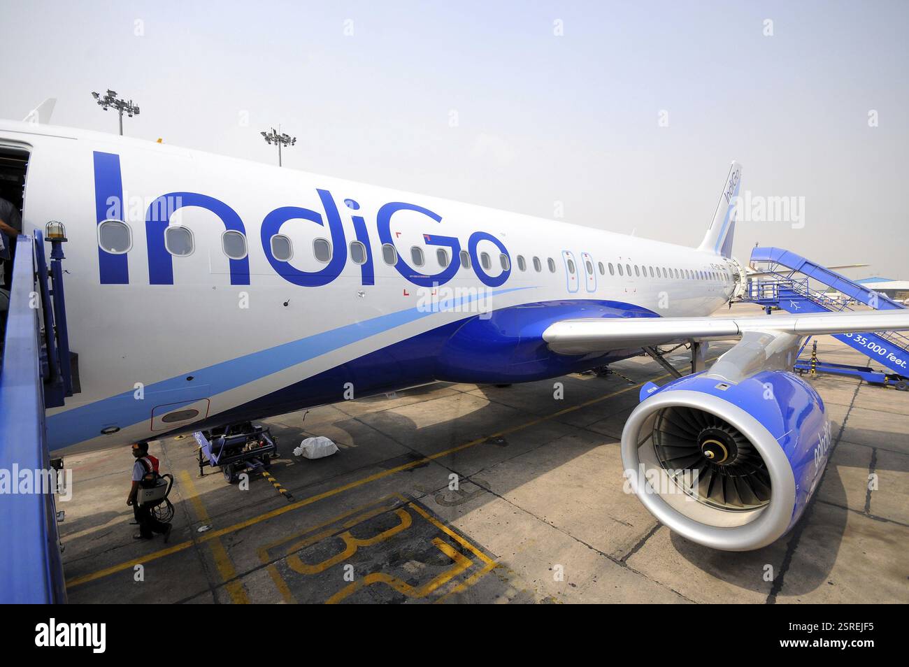 Indigo aircraft landing at Indira Gandhi International airport, Delhi, India, Asia Stock Photo ...