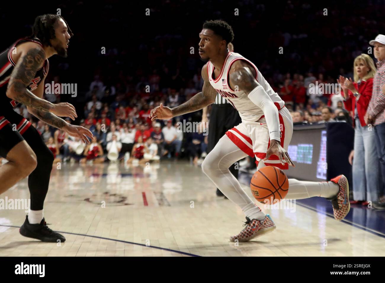 TUCSON, AZ - FEBRUARY 15: Arizona Wildcats guard Caleb Love #1 during ...
