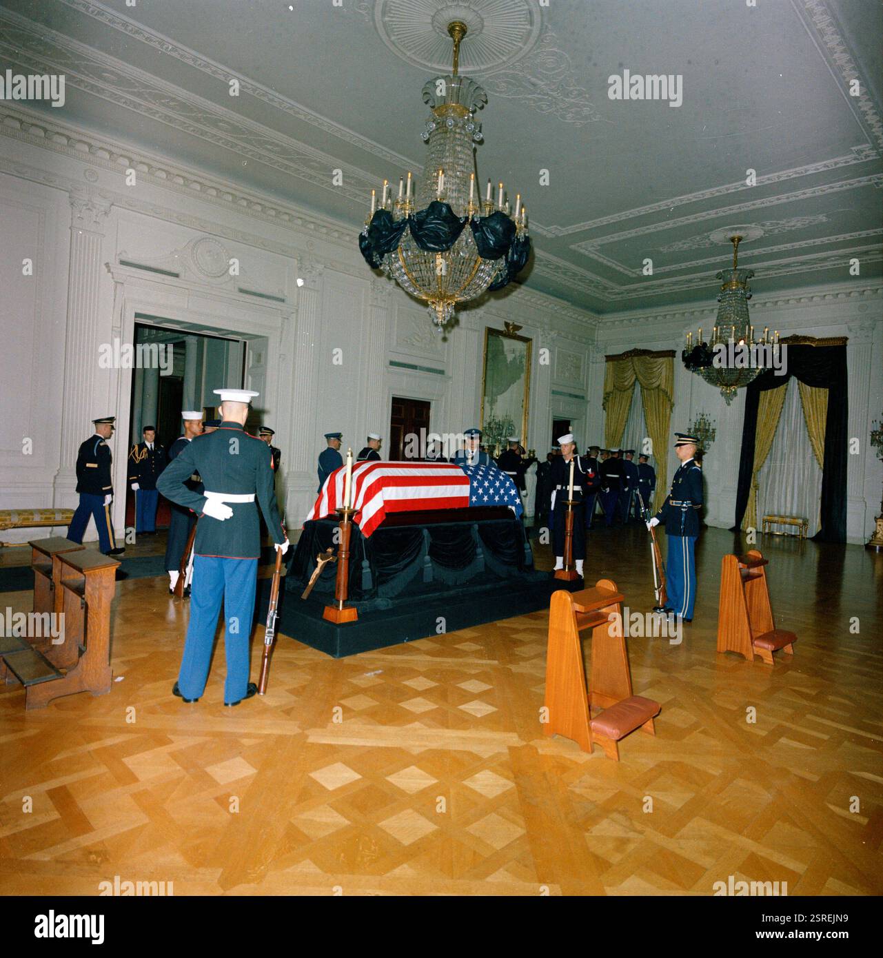 The late President John F. Kennedy lies in repose in the East Room of ...