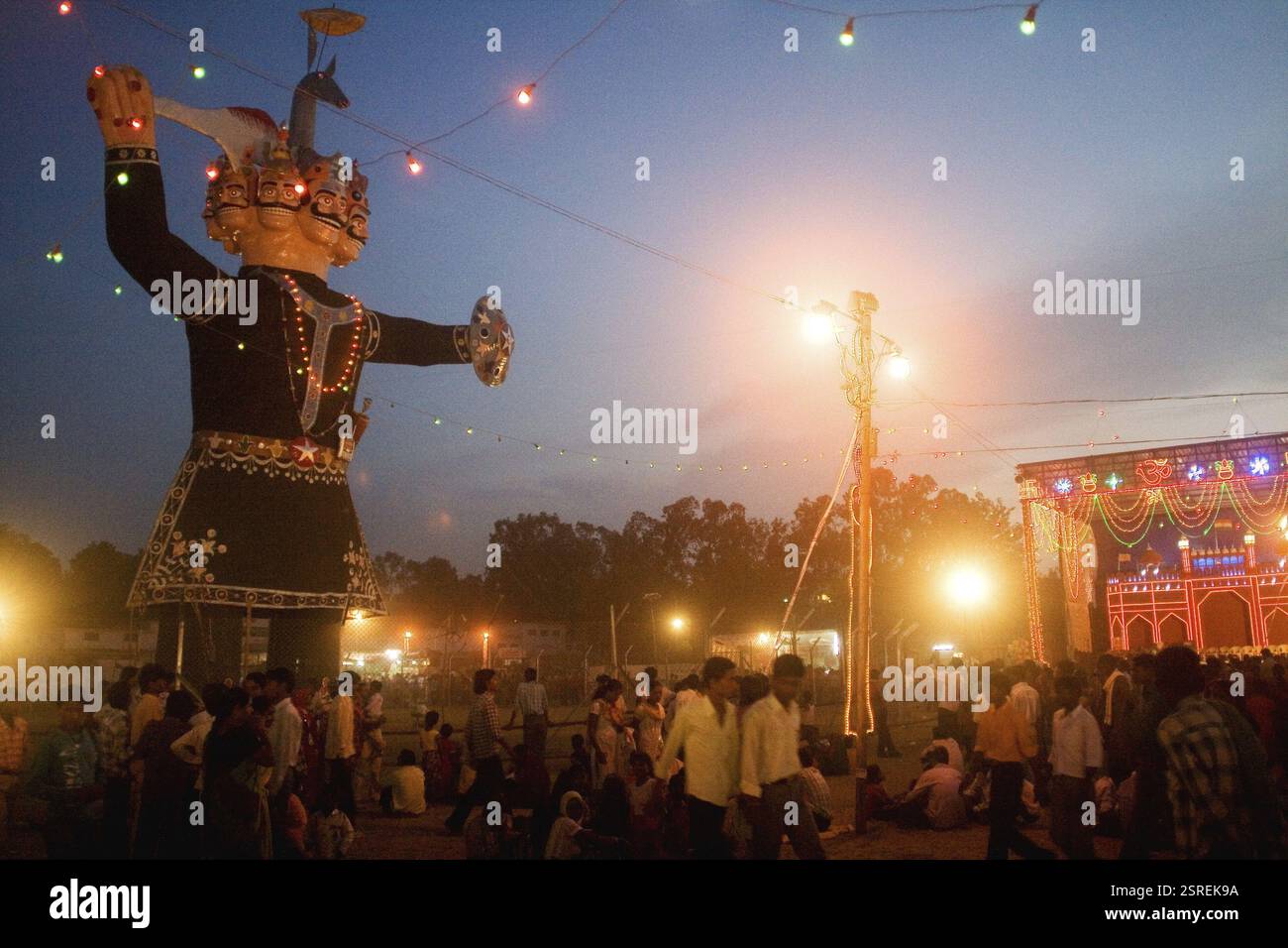 Statue of demon ravan effigy in dussera dusera festival, Katni, Madhya ...
