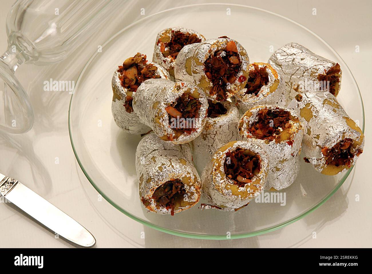 Sweet, gulkand roll in plate, Jodhpur, Rajasthan, India, Asia Stock ...